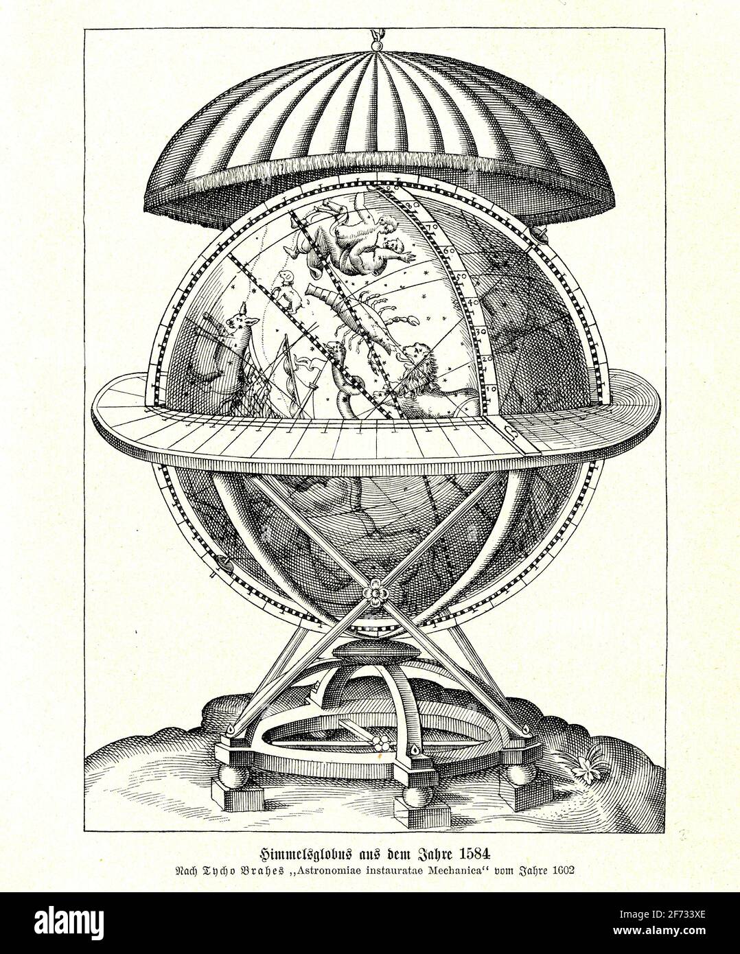 Celestial globe from 1584, After Tycho Brahe's Astronomiae instauratae ...
