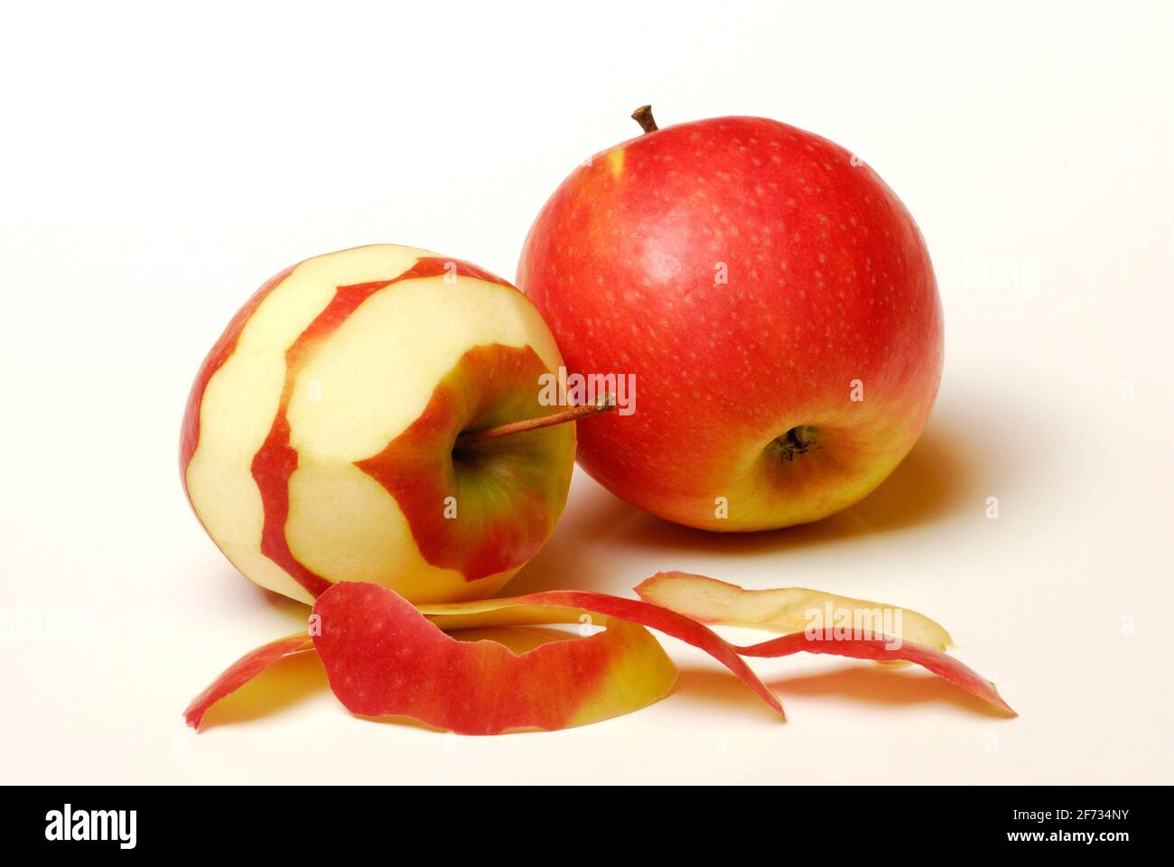 Two apples, apple, apple skin, apple peel, peeled, variety Pink Lady ...