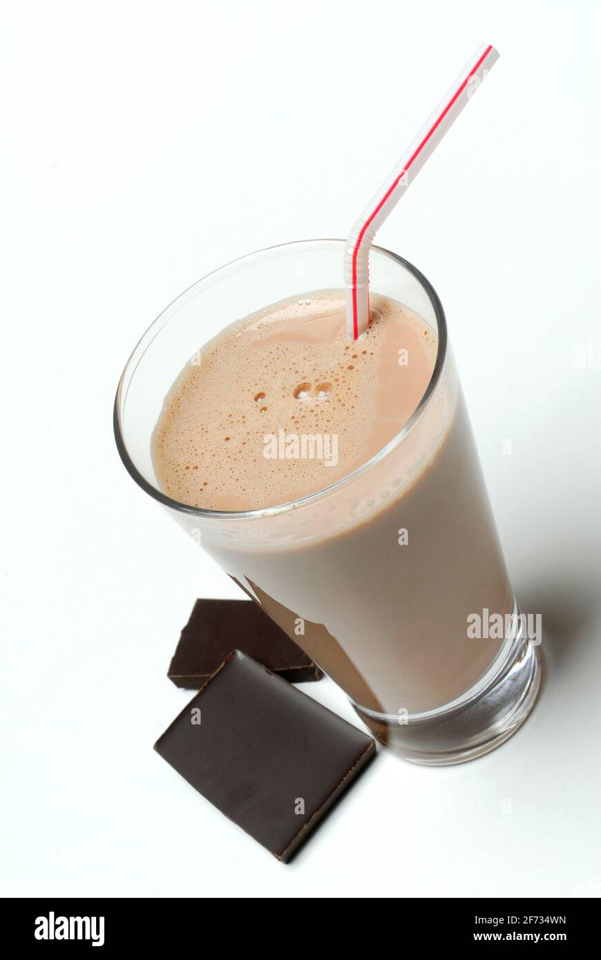 Cocoa, glass of drinking chocolate with straw, cocoa drink, dairy ...