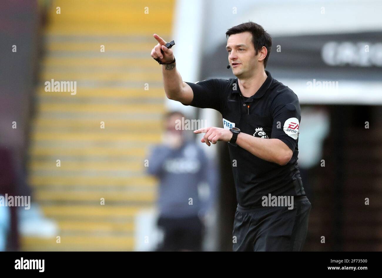 Referee Anthony Taylor during the Premier League match at Villa Park ...
