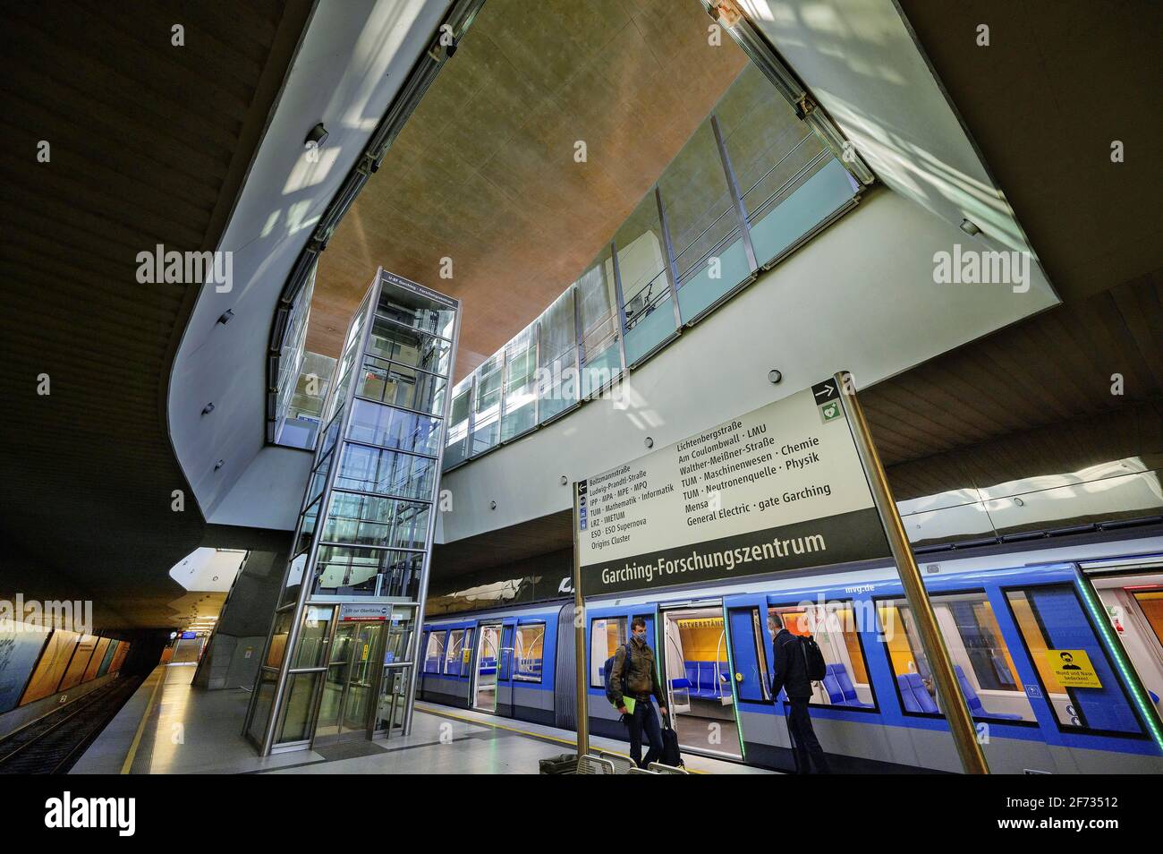 Lift tower in the underground station Garching-Forschungszentrum ...