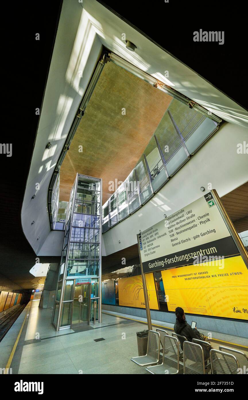Lift tower in the underground station Garching-Forschungszentrum ...