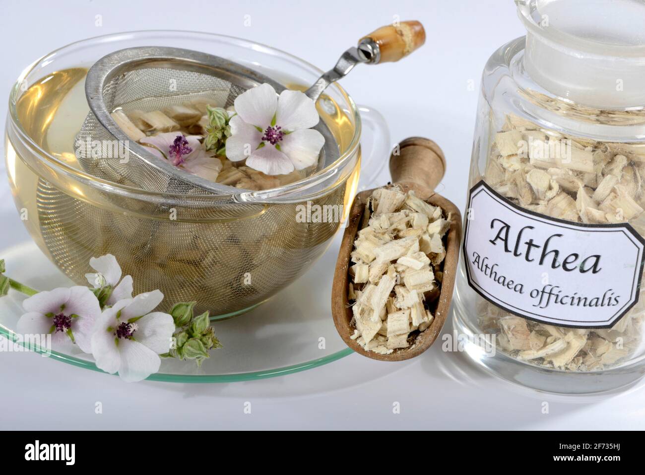 Cup (Althea officinalis) marshmallow root tea, marshmallow, roots ...