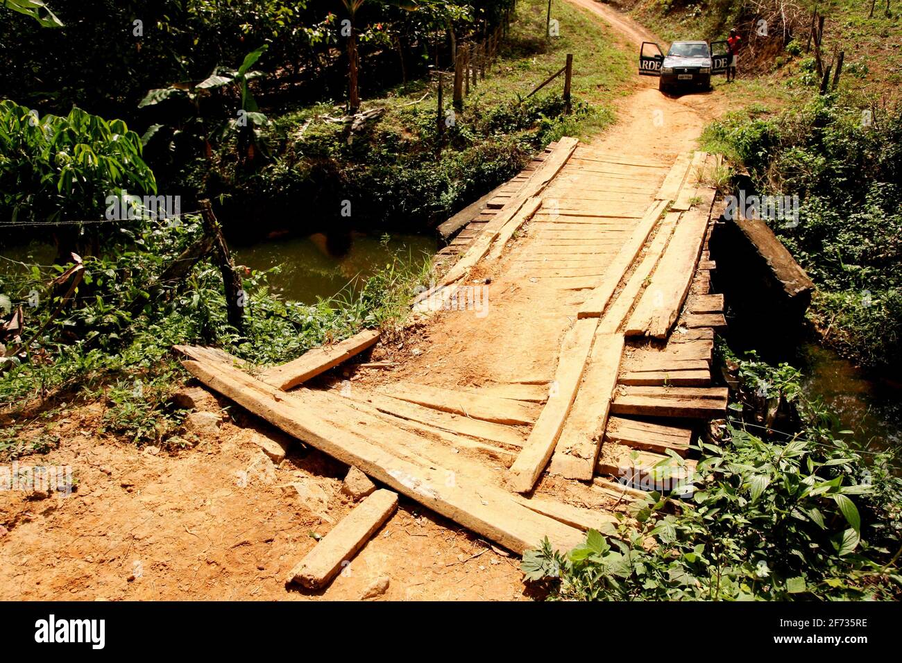 guaratinga, bahia / brazil - august 18, 2010: The wooden bridge over ...