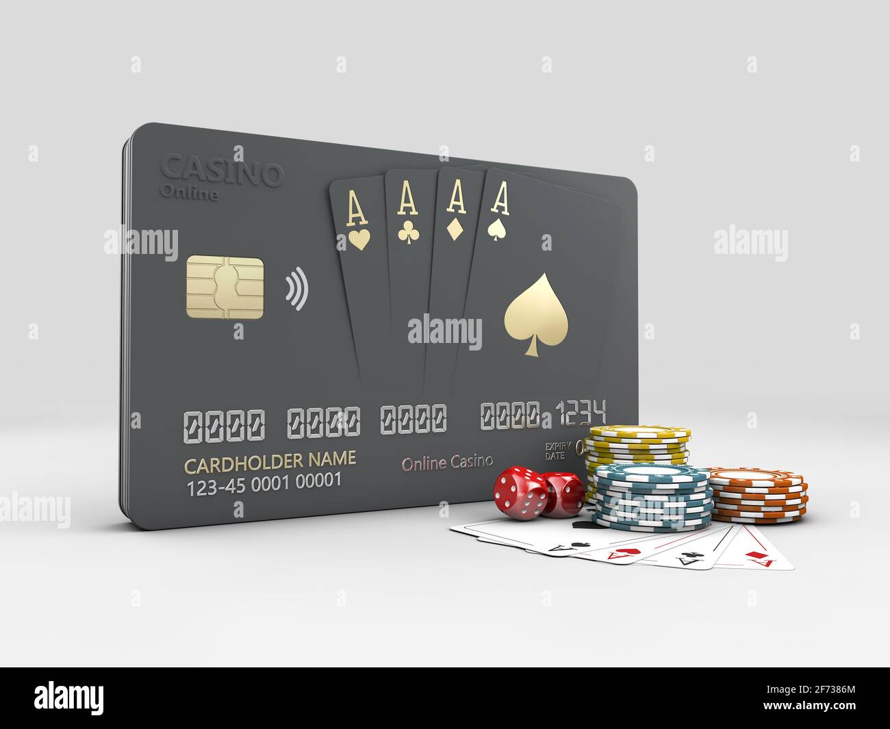 3d Illustration of Bank Card with Play Cards, clipping path included ...