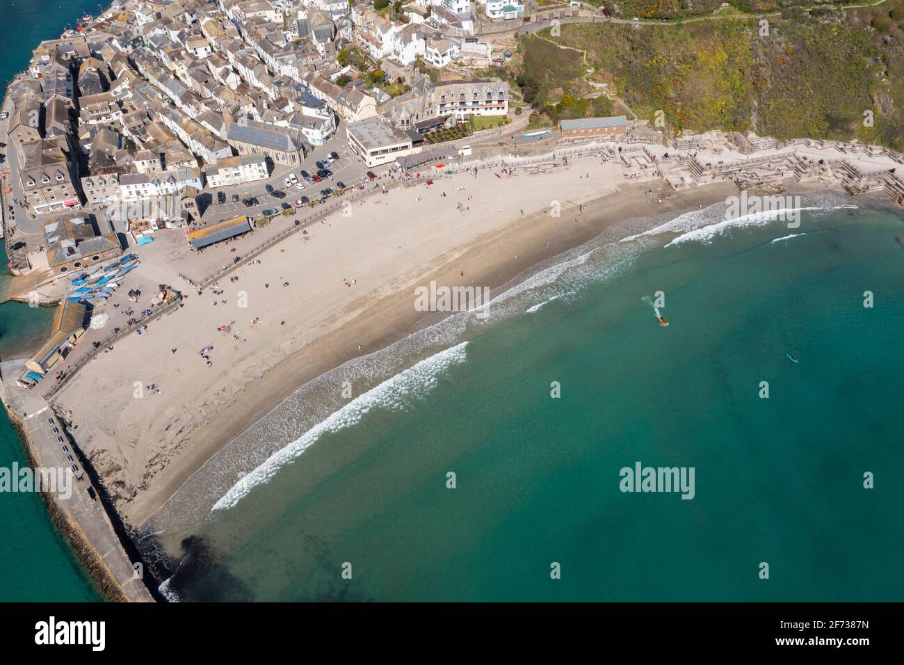 The Beautiful South East Coast of Cornwall captured from the air on a ...