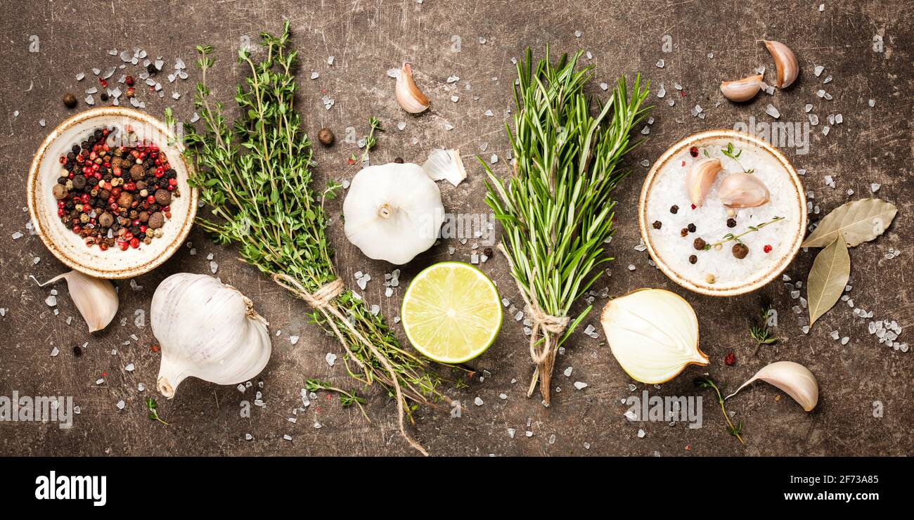 Cooking table with ingredients Stock Photo - Alamy