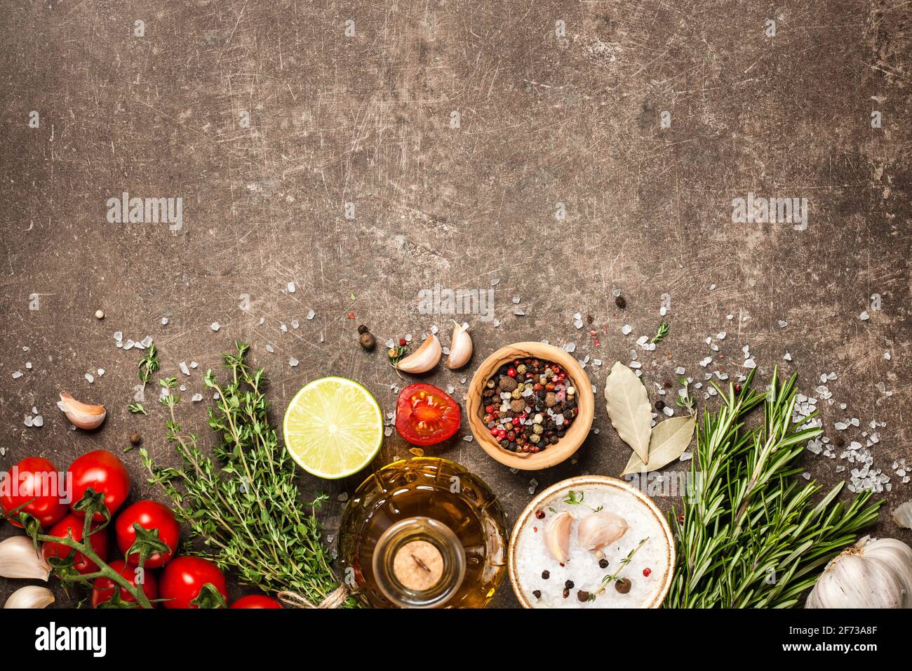 Cooking table with ingredients Stock Photo - Alamy