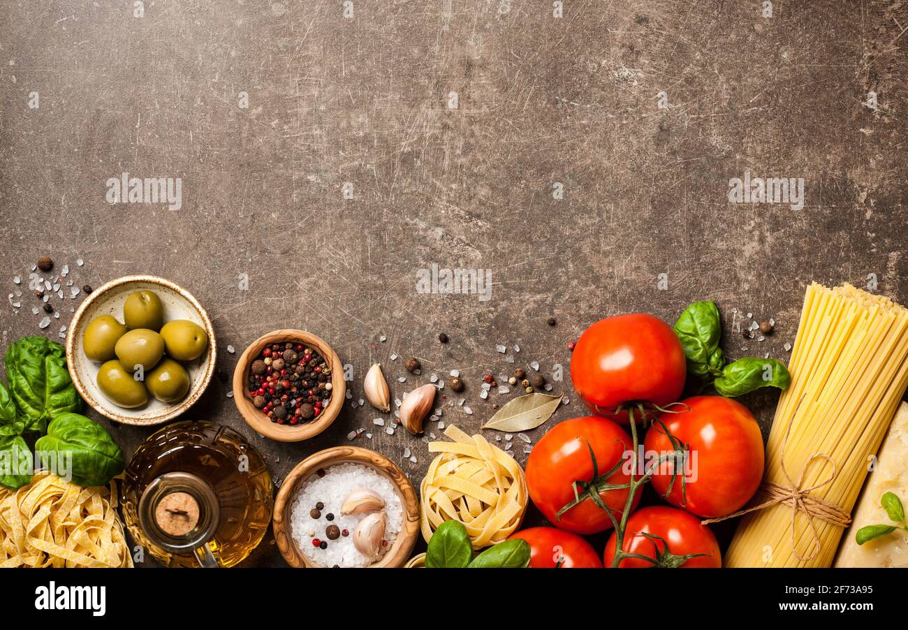 Italian cuisine concept with ingredients Stock Photo - Alamy