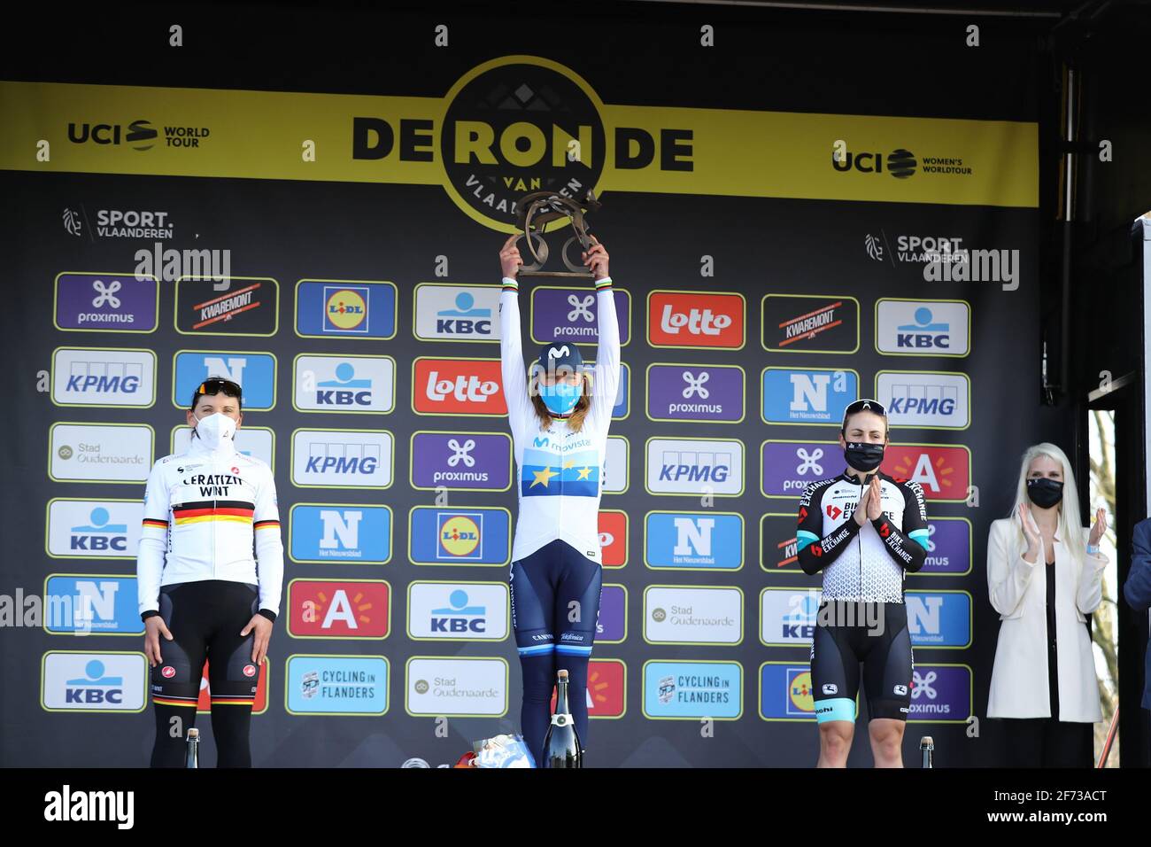 German Lisa Brennauer, Dutch Annemiek van Vleuten of Movistar Team and ...