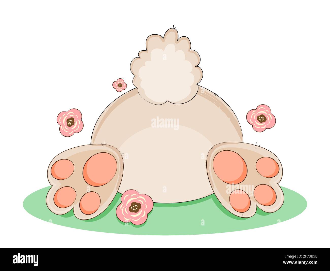 Bunny bottom cute cartoon character vector illustration Stock Vector ...
