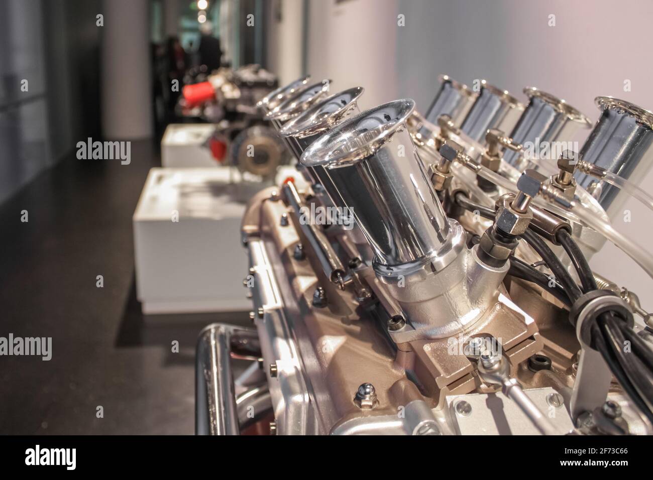 Germany, Munich - April 27, 2011: BMW eight-cylinder engine in the BMW ...