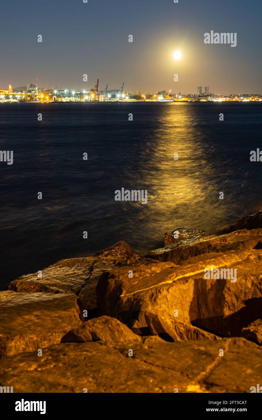 full moon rising over Istanbul skyline Stock Photo - Alamy
