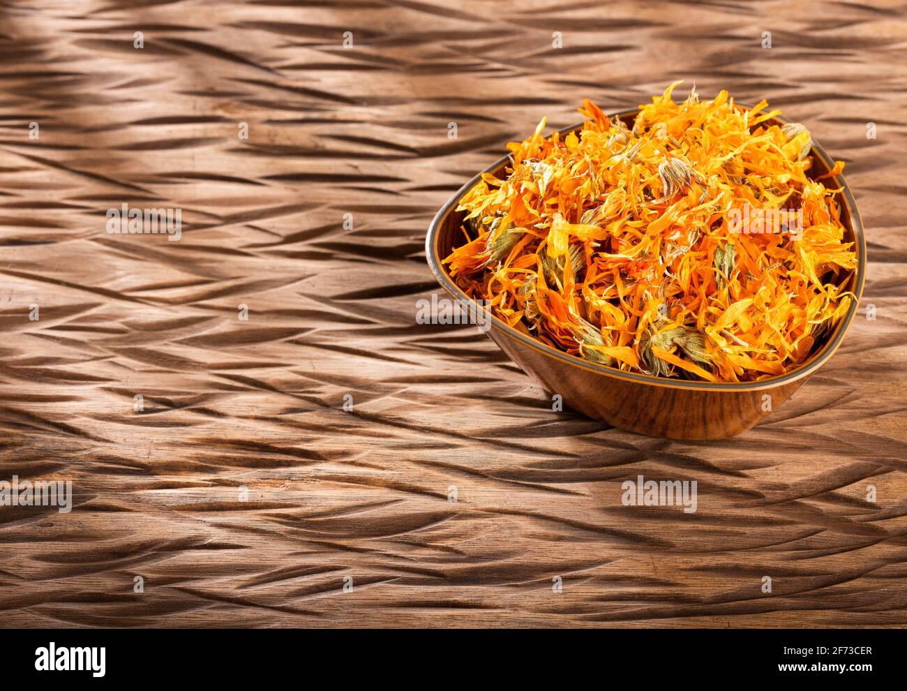 Dried calendula flowers - Calendula officinalis. Text space Stock Photo ...