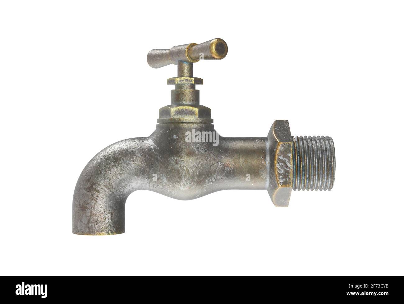 Old faucet isolated on white background, side view, 3d rendering Stock ...