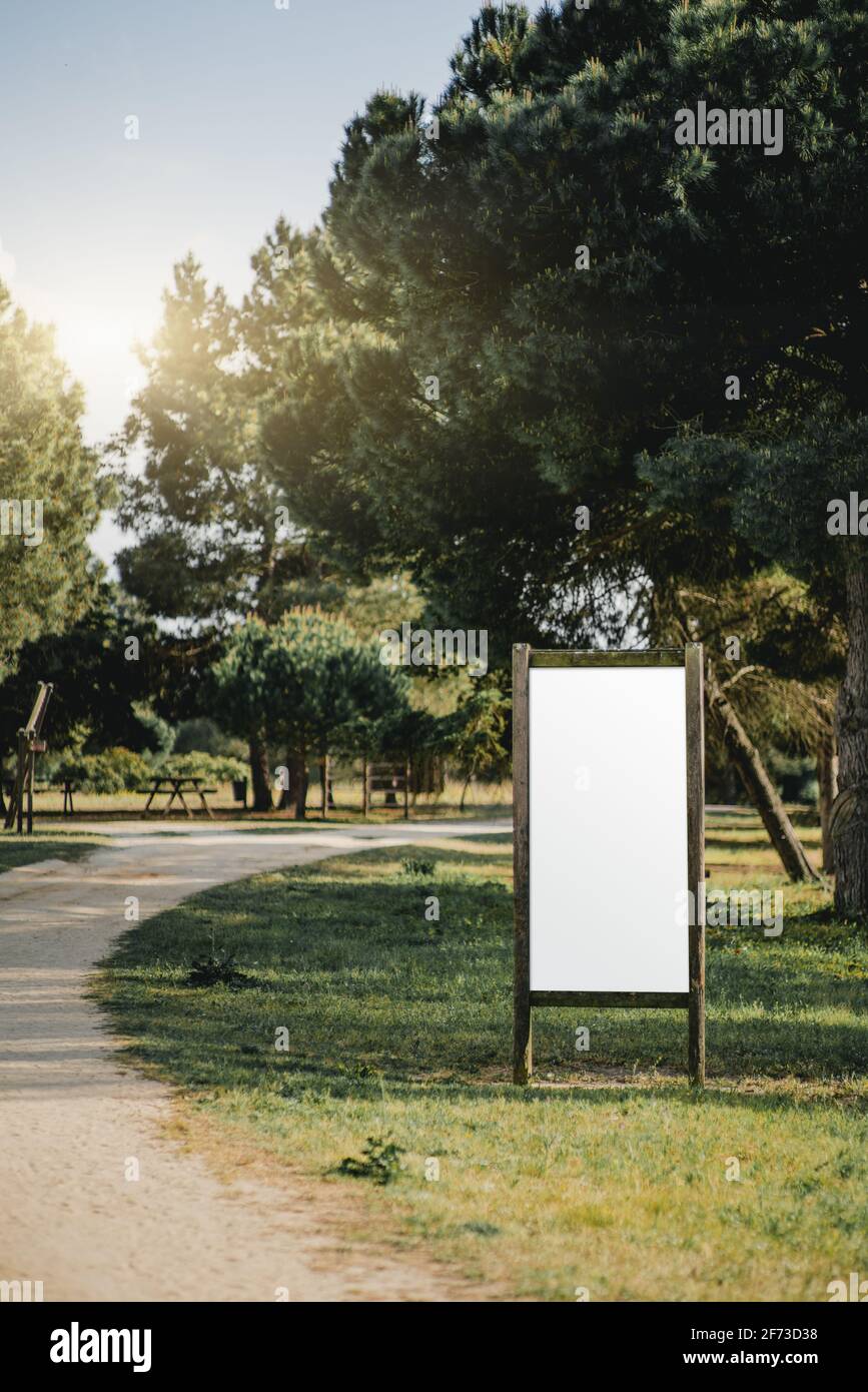 A vertical mockup of a map placeholder in a public park; blank ...
