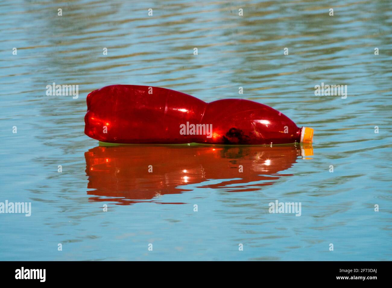 Plastic bottle floating on the surface of the river plastic waste Stock ...