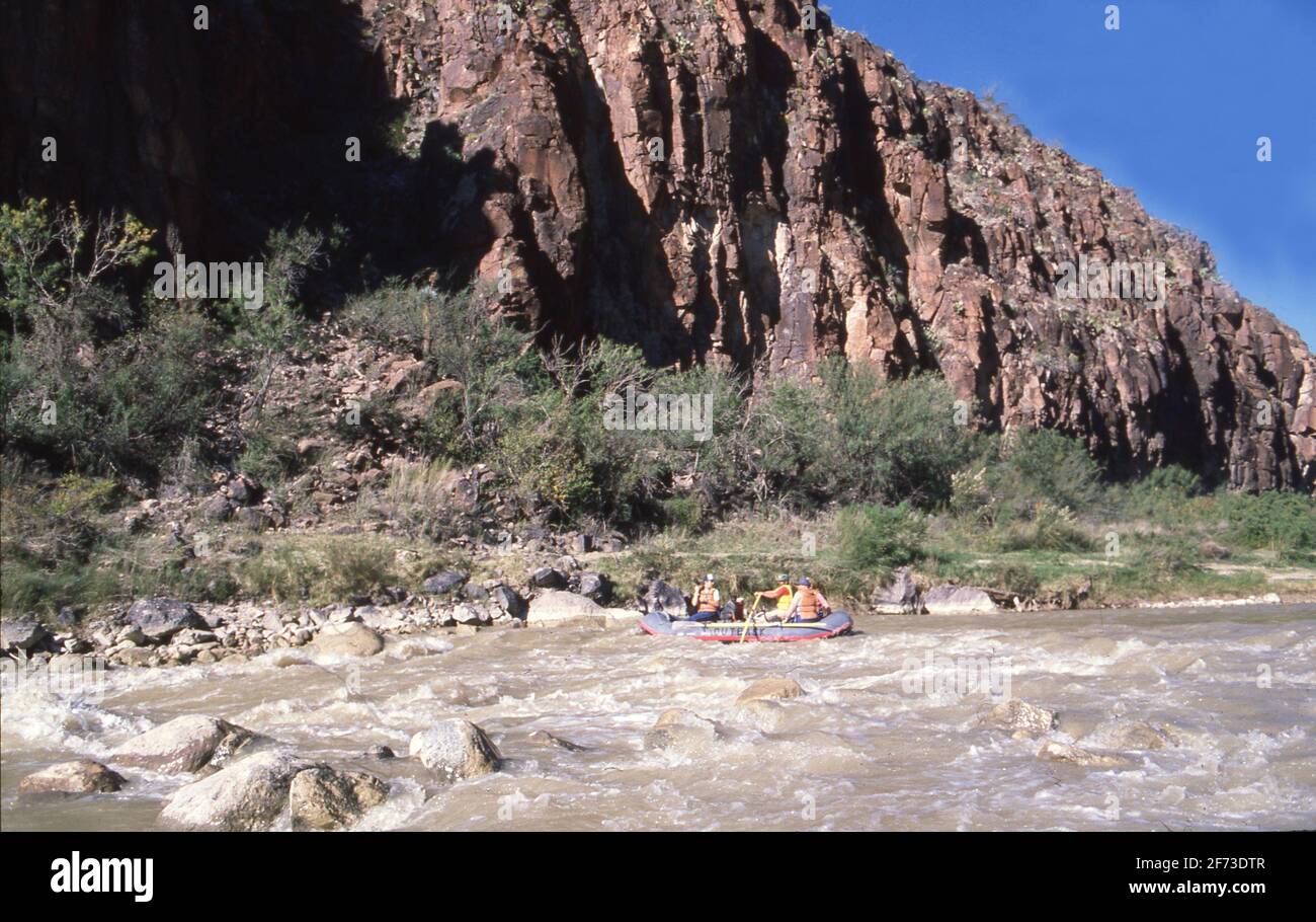 Rafters float on the Rio Grande River through Colorado Canyon near Big ...