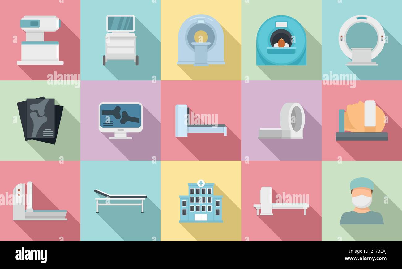 Magnetic resonance imaging icons set, flat style Stock Vector Image ...