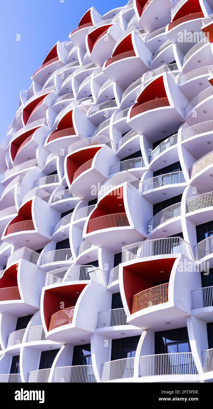 Dubai, UAE - 04.02.2021 - Facade of a Binghatti pearls residential ...