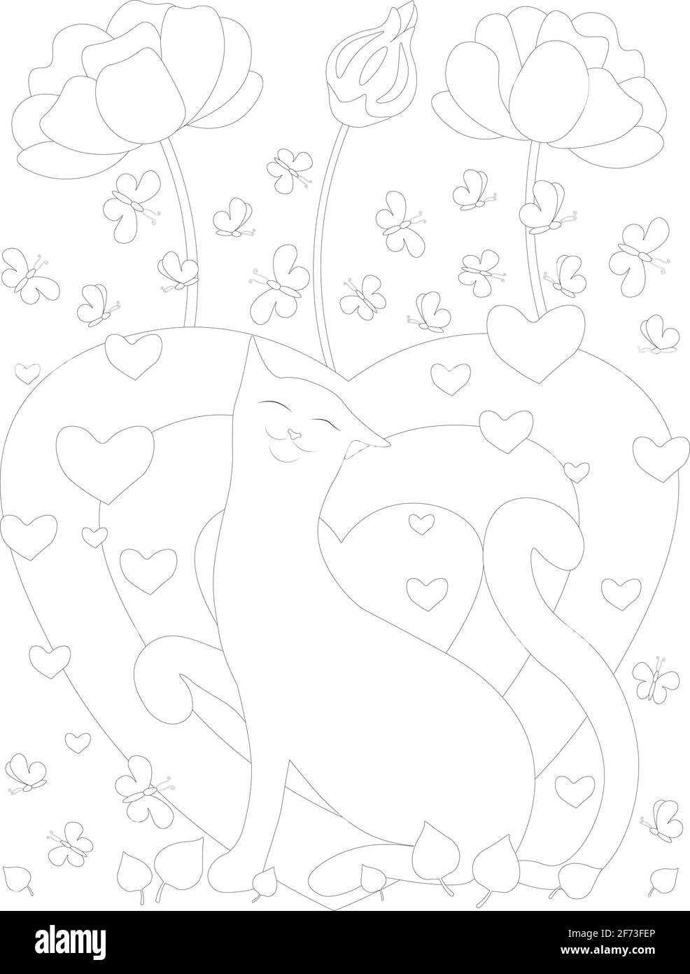 Cute cat coloring for adults. Relax and antistress Stock Vector Image ...