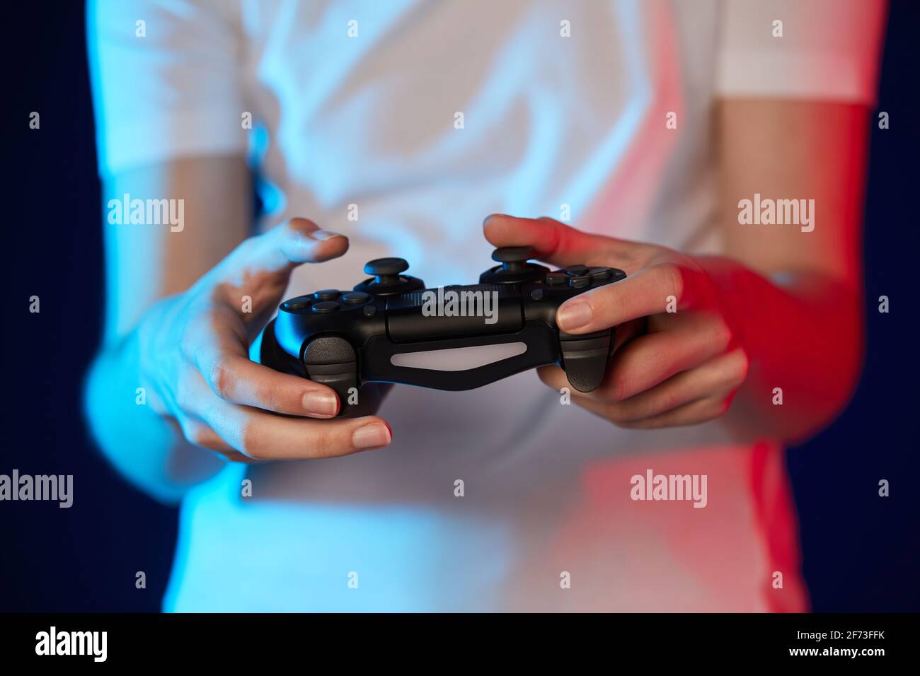 female hands playing video games on the console Stock Photo - Alamy