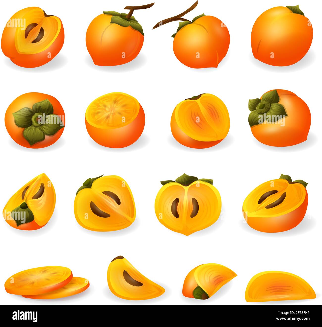 Persimmon icons set, cartoon style Stock Vector Image & Art - Alamy