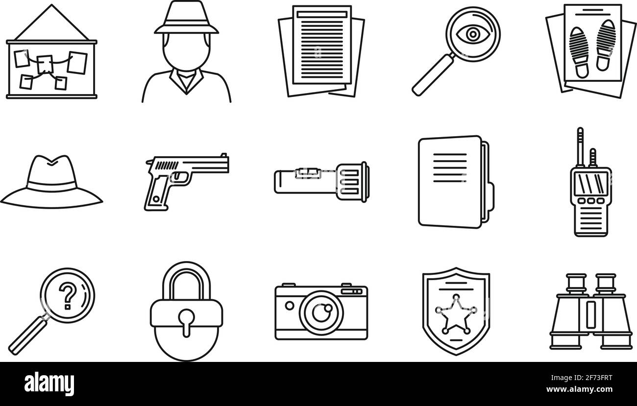 Police investigator icons set, outline style Stock Vector Image & Art ...