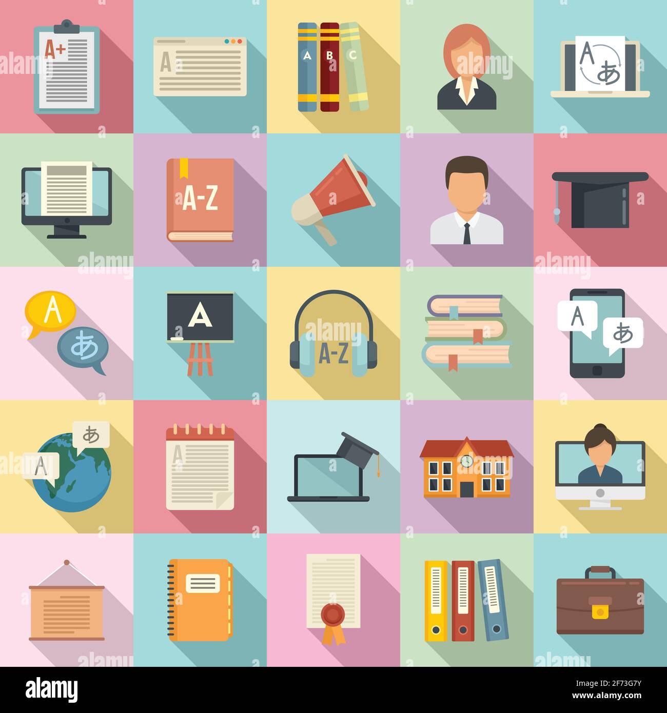 Foreign language teacher icons set, flat style Stock Vector Image & Art ...