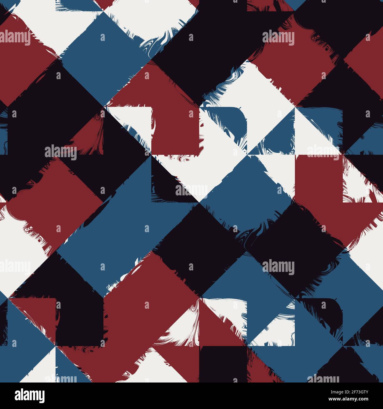 Seamless geo pattern in red blue black white Stock Photo - Alamy