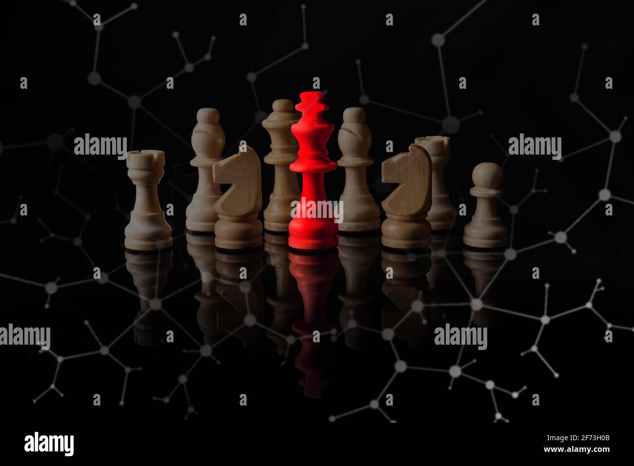 Red chess piece among ordinary ones on dark background Stock Photo - Alamy