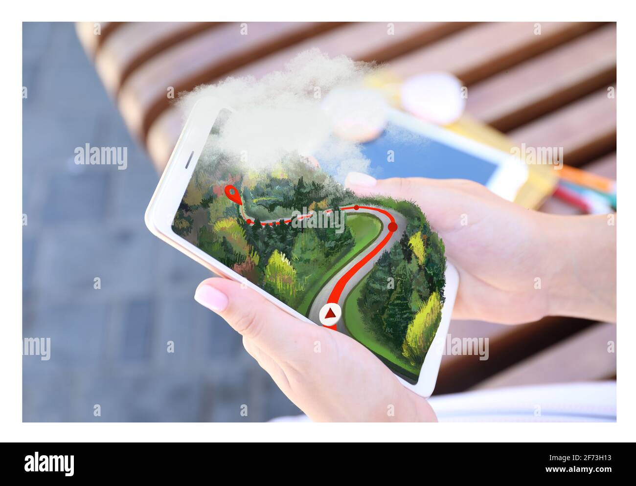 Woman in hiking trip Cut Out Stock Images & Pictures - Alamy