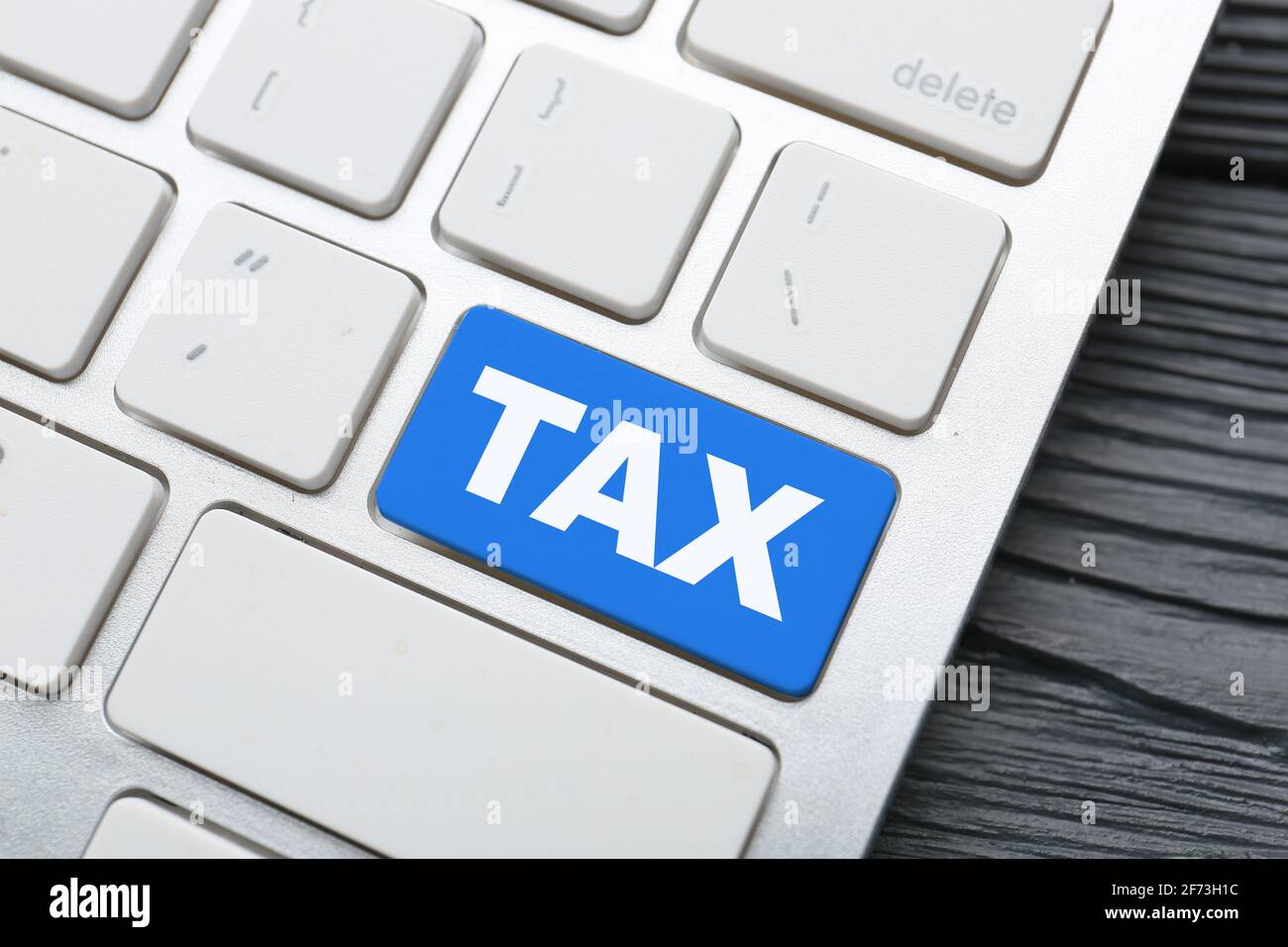 Modern computer keyboard, closeup. Concept of taxes Stock Photo - Alamy