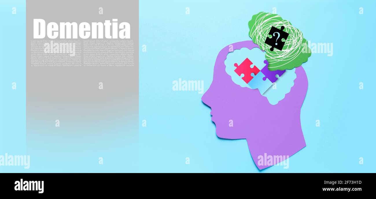 Human head with brains and puzzle pieces on color background. Concept ...