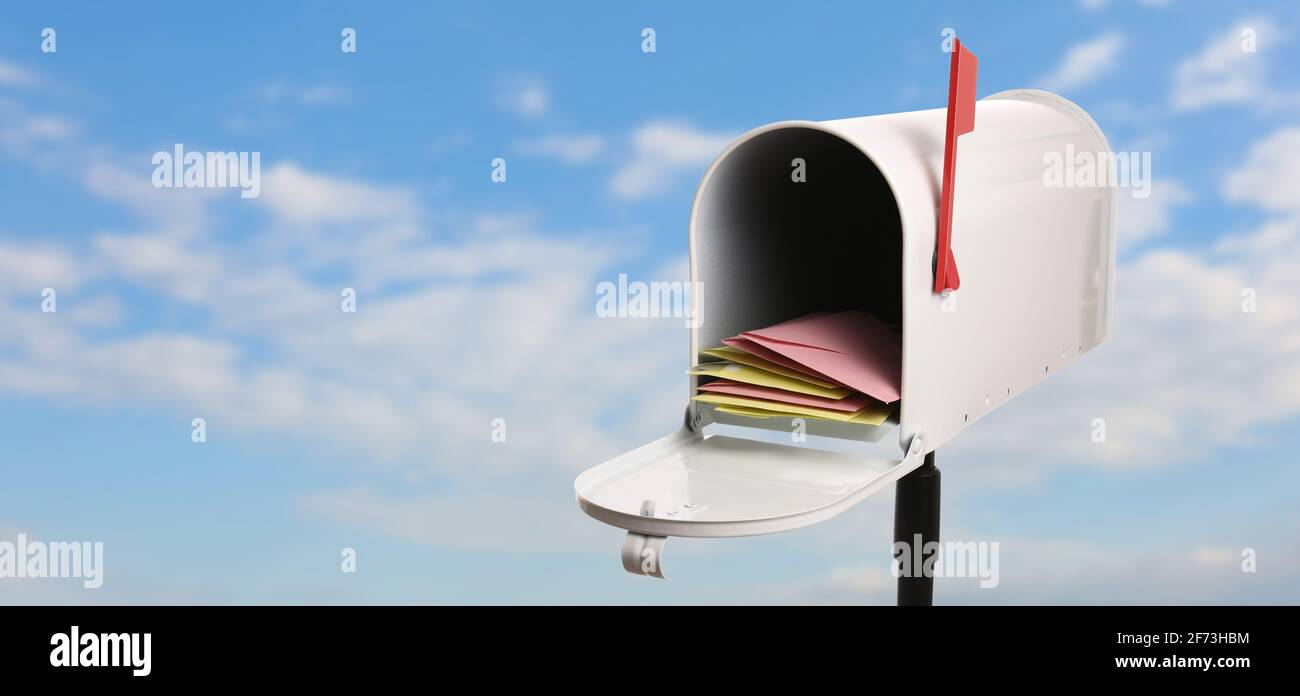 Mail box with letters outdoors Stock Photo - Alamy
