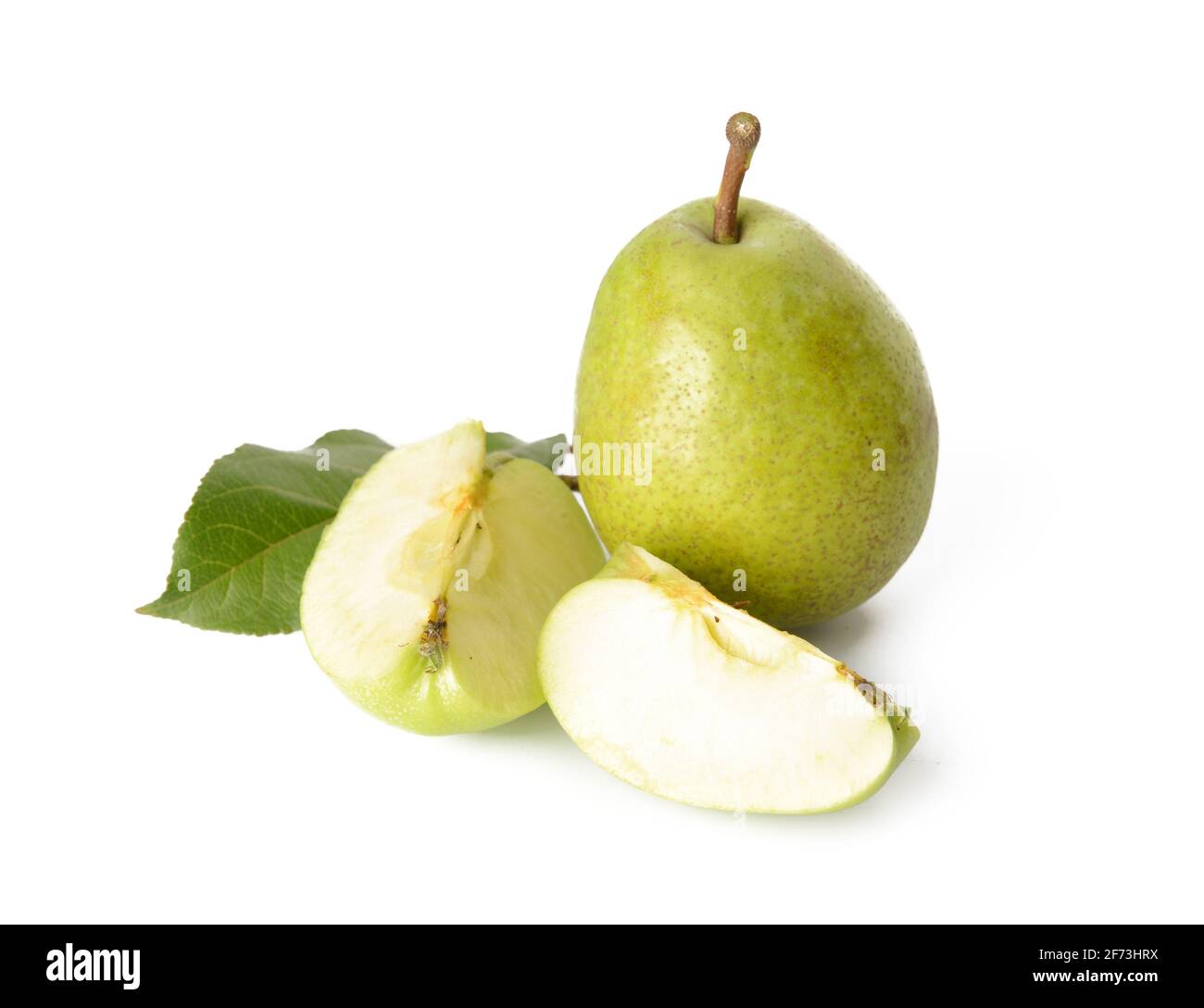Tasty pear and apple fruits on white background Stock Photo - Alamy