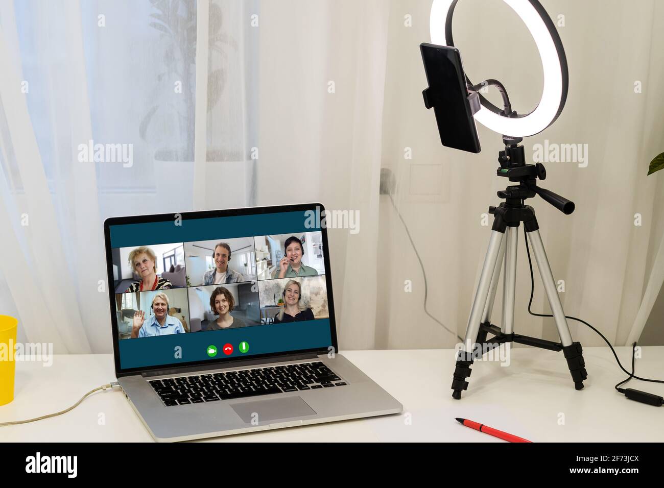 Group Friends Video Chat Connection Concept Stock Photo - Alamy