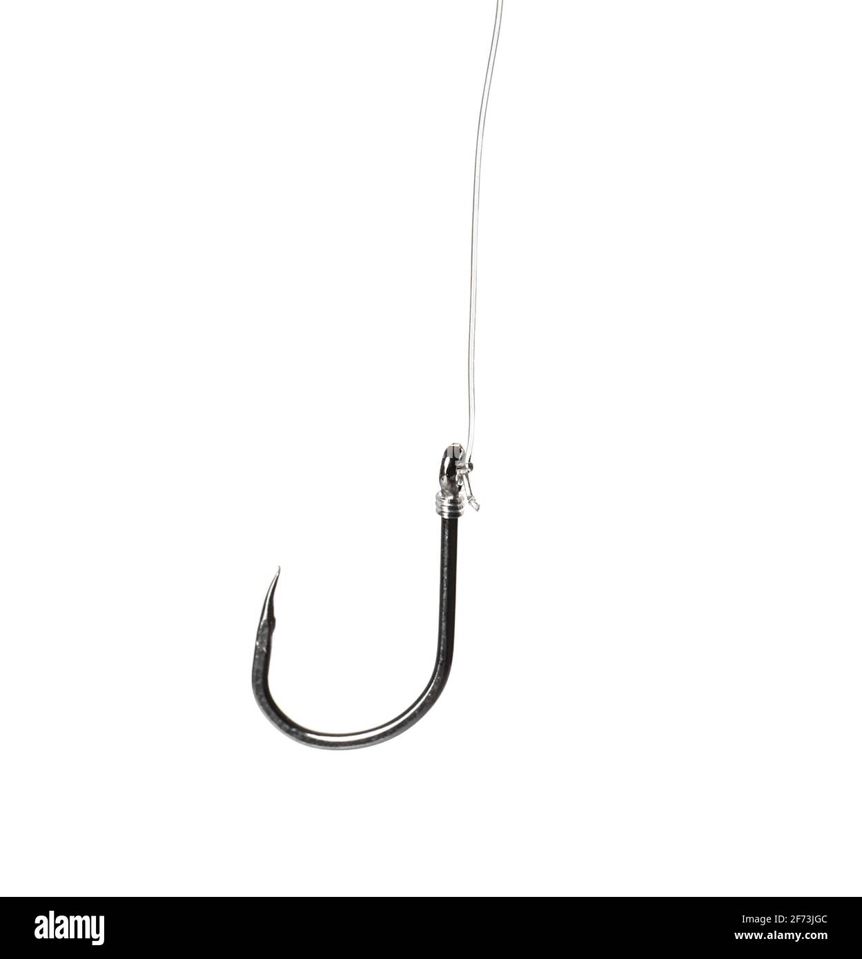 Fishing hook on white background Stock Photo - Alamy