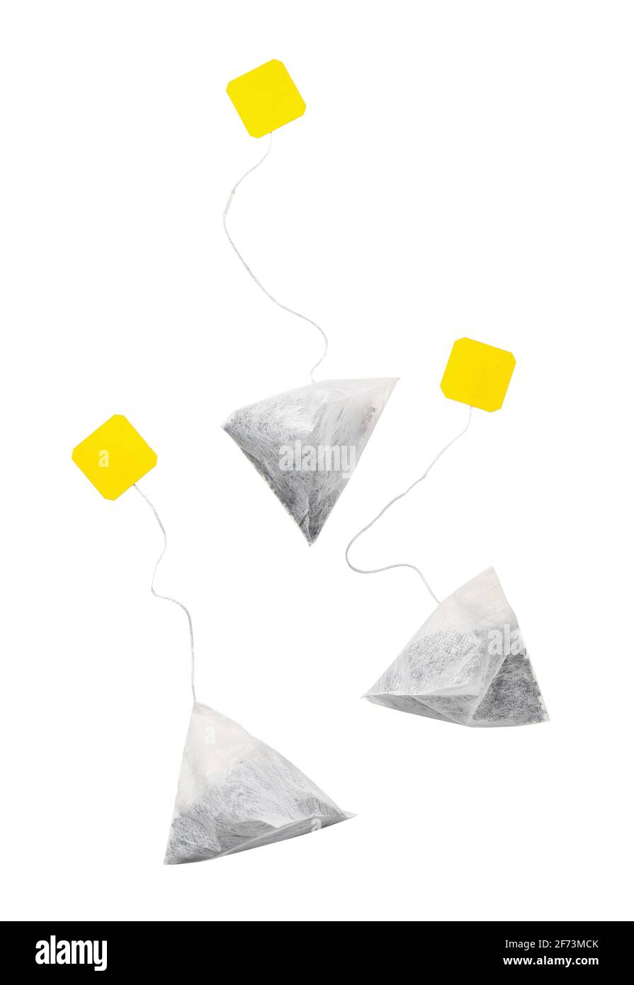 Tea bags on white background Stock Photo - Alamy