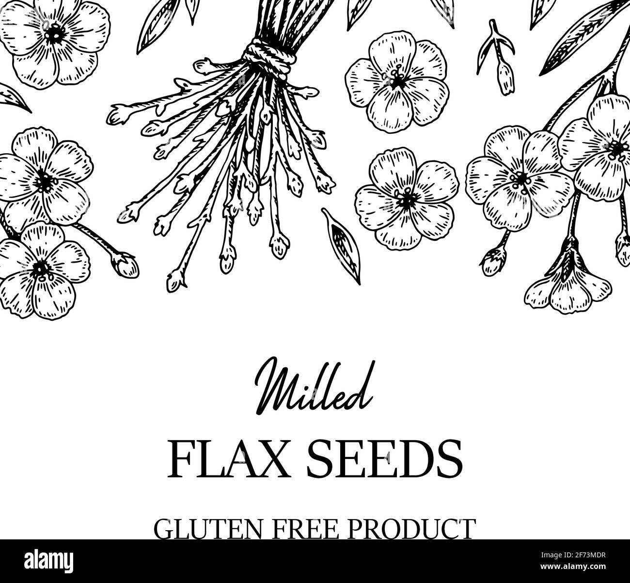 Hand drawn flax frame. Vector illustration in sketch style for linen ...