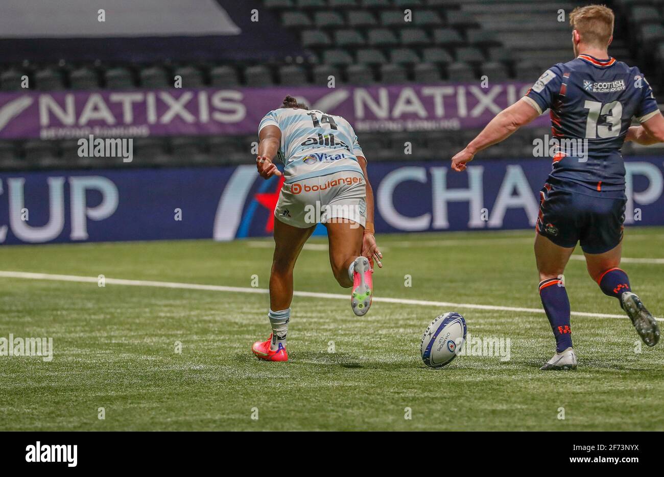 Try for THOMAS Teddy from RACING 92 in action during the match between ...