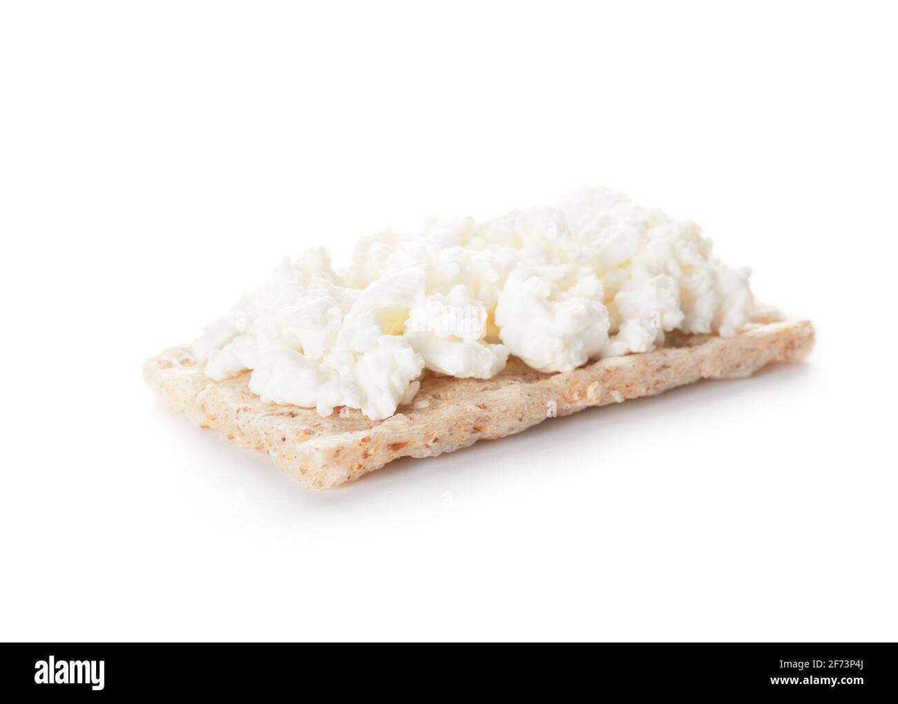 Crispbread with cottage cheese on white background Stock Photo - Alamy