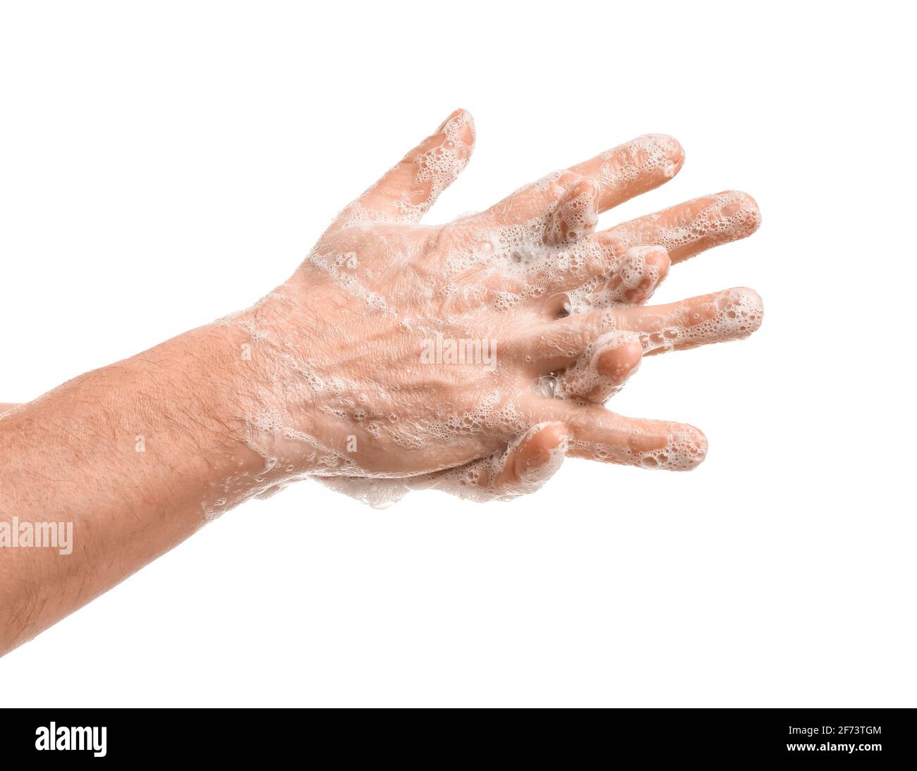 Man washing hands on white background Stock Photo - Alamy