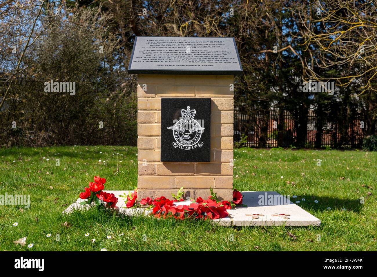 Memorial to the crew members killed in the crash of a wartime RAF Avro ...