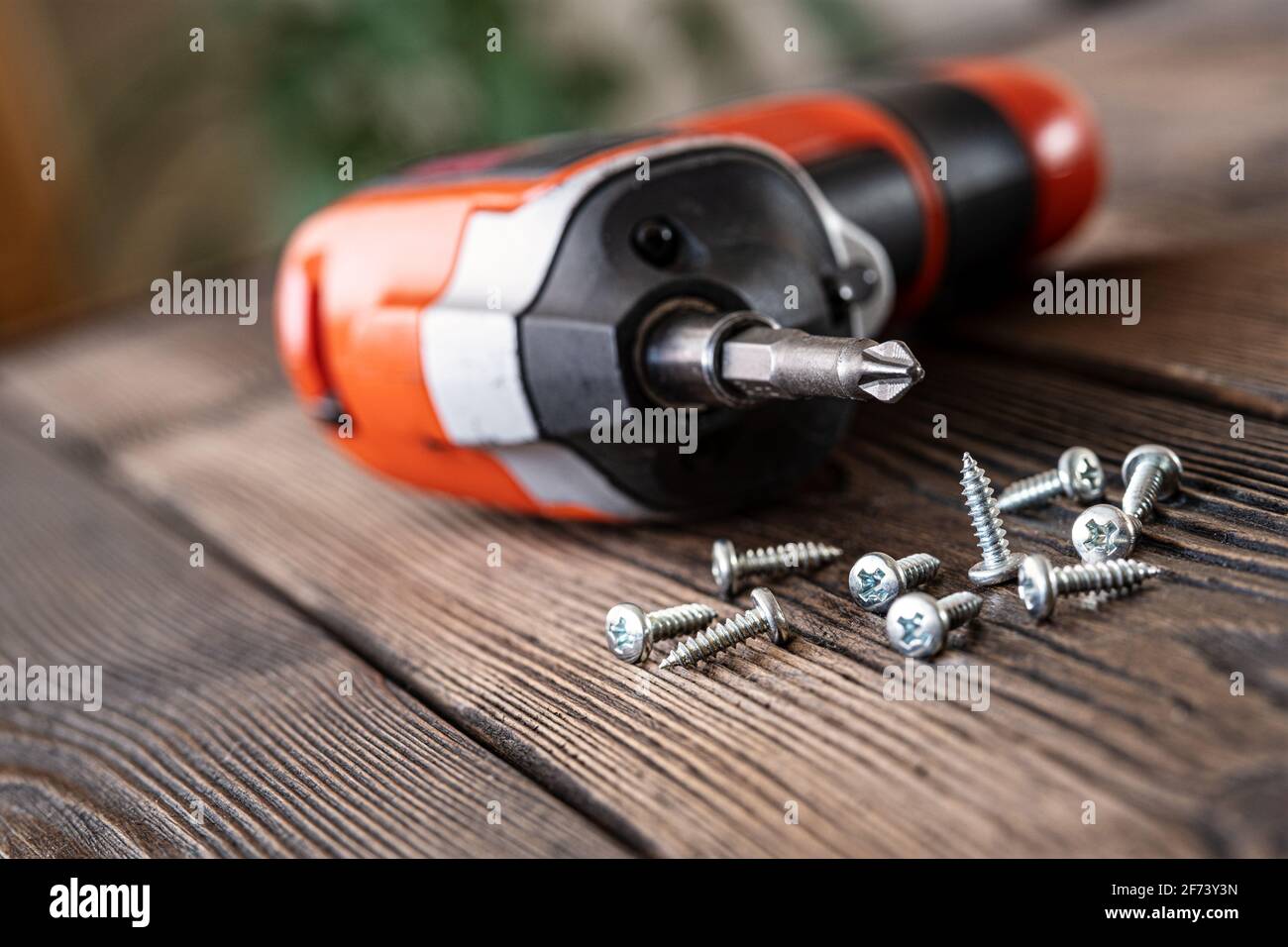 Green wood and silver screws hi-res stock photography and images - Alamy
