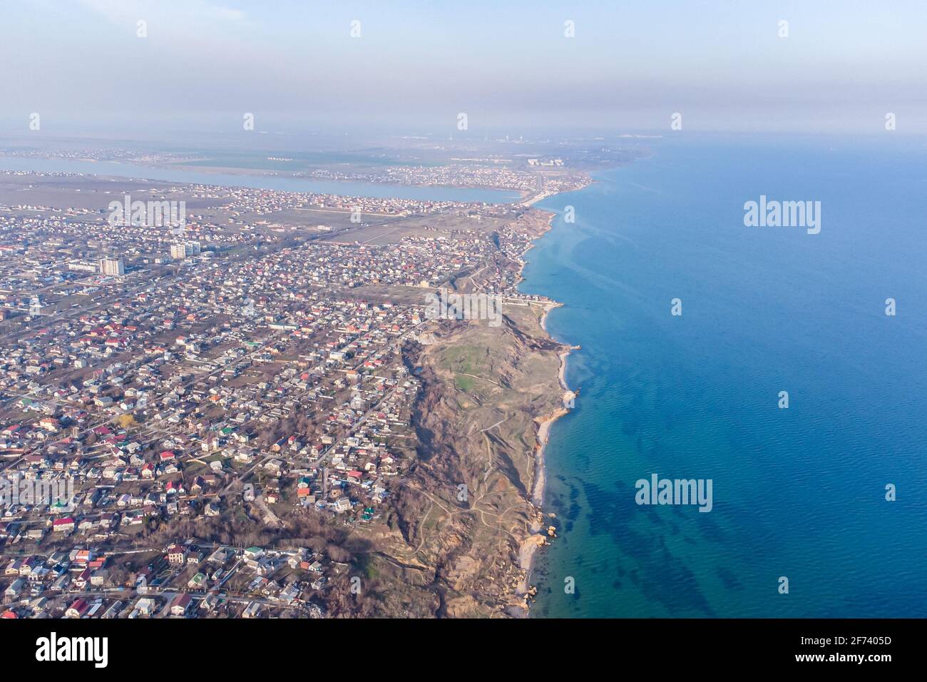 View of the village of Fontanka on the Black Sea coast near Odessa ...