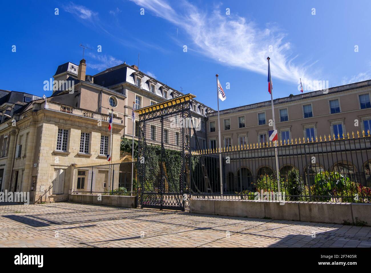 Angers, France - August 23, 2019: Prefecture of Angers in Place Michel ...