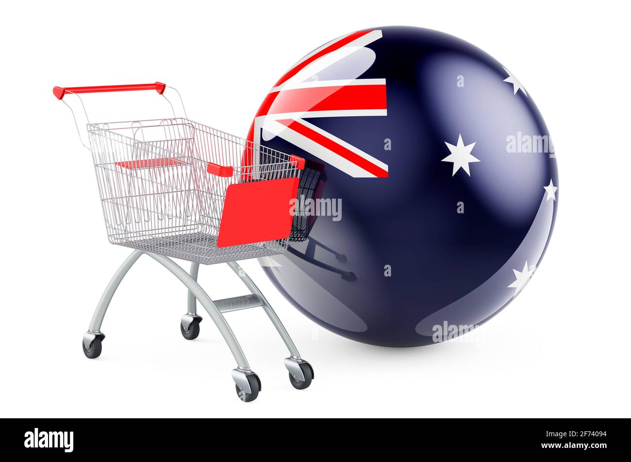 Shopping cart with Australia flag. Shopping in Australia concept. 3D ...