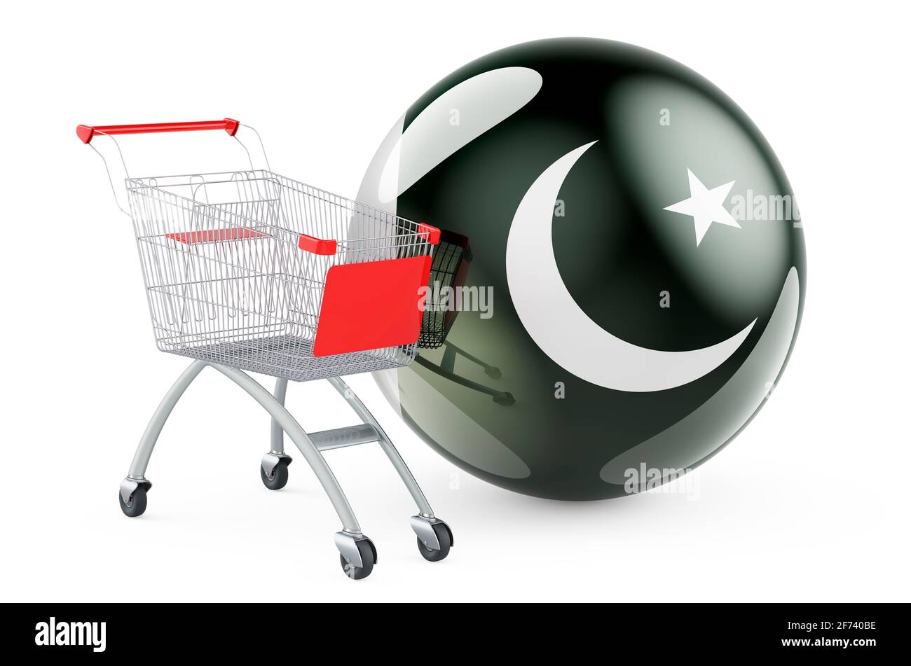 Shopping cart with Pakistani flag. Shopping in Pakistan concept. 3D ...