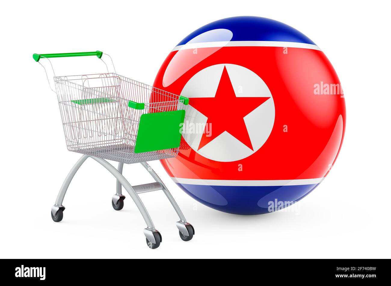 Shopping cart with North Korean flag. Shopping in North Korea concept ...
